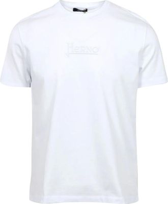 Herno Homme, Tops, Blanc, Taille: XL T-shirt Blanc en Coton &agrave; Col Rond