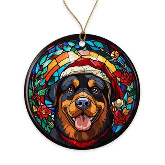 Generic Rottweiler Hund Weihnachtsbaum Deko Keramik H&auml;ngende Ornamente Mit Schnur Weihnachtsbaumschmuck