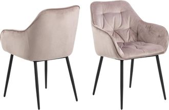 Möbelando Armstuhl Küchenstuhl Stuhl Polsterstuhl Esszimmerstuhl Samtoptik Brooke I Dusty Rose