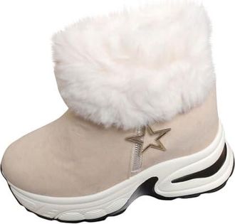 Generic Bottes de neige pour femme doubl&eacute;es en polaire - &Eacute;l&eacute;gantes - Couleur unie - Semelle &eacute;paisse - Antid&eacute;rapantes - Confortables - Chaudes - Pour la marche