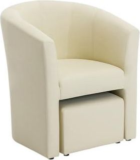 Vente-Unique Fauteuil Cabriolet et Pouf en Simili Beige Jovana