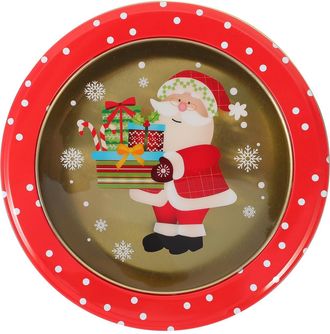 Healifty Weihnachts-Keksdose Aus Wei&szlig;blech Leere S&uuml;&szlig;igkeiten-Keks-Leckerli-Box Mehrfarbige Runde Box F&uuml;r Weihnachtsparty