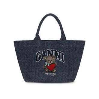 Ganni Denim Medium Bear Tote - - Bags - Damen - Blau - ONE SIZE