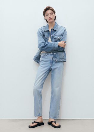 Mango Gerade Jeans mit mittlerem Bund mittelblau - Damen - 34 - MANGO