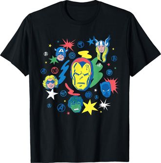 MARVEL Super Heroes Avengers Iron Man Big Face Retro T-Shirt