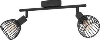 Eglo Deckenstrahler Sonnino, Deckenlampe 2-Fach, Deckenleuchte Industrial mit schwenkbaren Spots aus schwarzem Metall, Deckenspots mit E14 Fassung