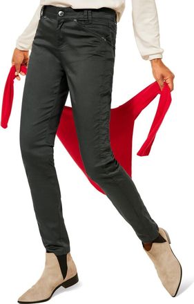 Street One Damen Damenhose Fit Middle Waist Slim Legs Coated Hose,woods green,W34/L32