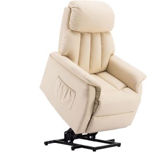 MCombo M Mcombo Elektrisch Aufstehhilfe Fernsehsessel Relaxsessel elektrisch verstellbar, Kunstleder, Creme 7299