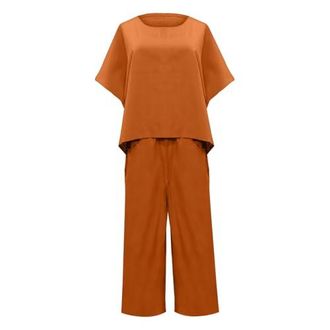 Generic Ensemble de v&ecirc;tements de d&eacute;tente pour femme en mousseline color&eacute;e d&eacute;t&eacute; d&eacute;contract&eacute; col rond imprim&eacute; deux costumes pour femmes 2 tenues d&eacute;t&eacute; tenue de v
