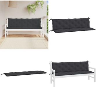 vidaXL Coussins de banc jardin lot de 2 noir 180x50x7 cm tissu Oxford - Coussin De Banc - Coussin Jardin - Coussin Exterieur - Coussin D&eacute;coratif - Housse De