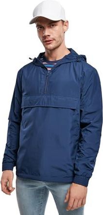 Urban Classics Veste Coupe-Vent de Mi-Saison pour Homme, Poche Kangourou, Poignets Élastiques, Capuche et Taille à Cordons, Col Zippé, 100% Polyester, Darkblue, Tail