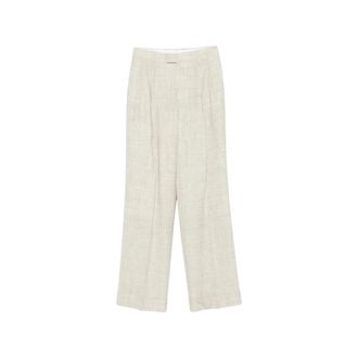 Berwick 1707 Femme, Pantalons, Beige, Taille: 40 FR Pantalon Pliss&eacute; Simona