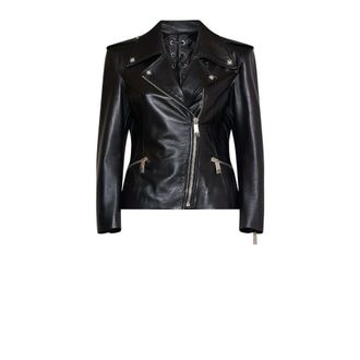 John Richmond Giacca Stile Biker con Chiusura Asimmetrica e Dettagli Decisi - - Jackets - Damen - Schwarzk - S