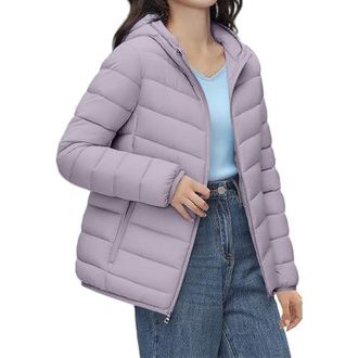 Generic Doudoune dhiver matelassée pour femme, manteau matelassé confortable, veste à capuche isolée de transition, vêtements dextérieur coupe-vent pour la ra