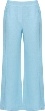 120% Lino Femme, Pantalons, Bleu, Taille: 36 FR Pantalon large en lin