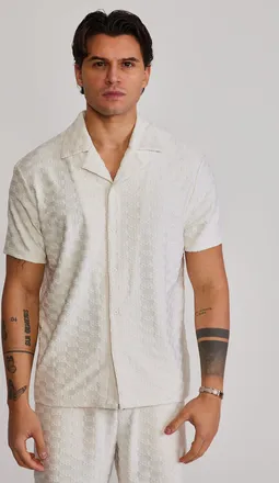 Siksilk Herren Ecru Frottee-Shirt XXL