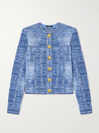 Balmain Cardigan En Mailles Jacquard Trompe Loeil - Bleu
