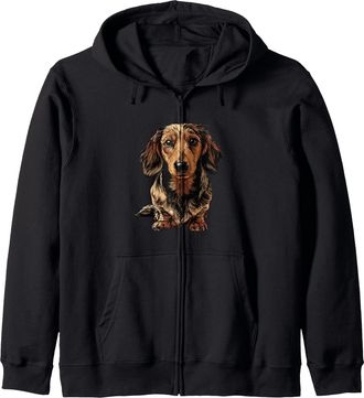 Whyitsme Design Dapple Langhaar-Dackel-Illustration Kapuzenjacke