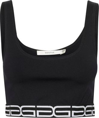 Gestuz Femme, Tops, Noir, Taille: 40 FR Crop Top Noir avec Bretelles larges
