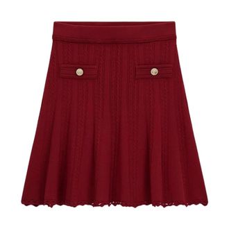 Guess Femme, Jupes, Rouge, Taille: 42 FR Carmen Flared Swtr Skirt
