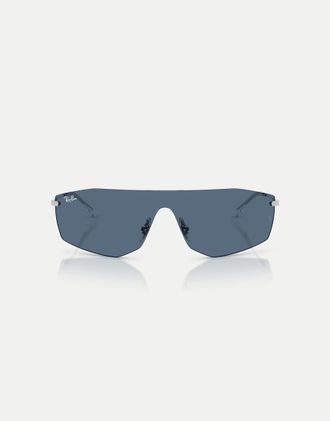 Ray-Ban Alix - Lunettes de soleil irr&eacute;guli&egrave;res &agrave; verres bleus - Argent&eacute;