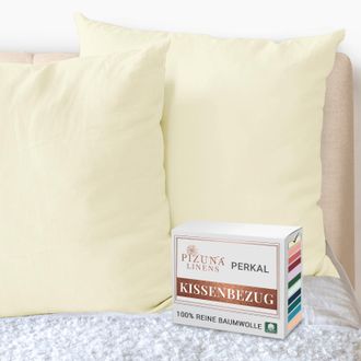 Pizuna Kissenbezug 80x80 cm 2er Set Baumwolle Neu Elfenbein, Atmungsaktiv 100% langstaplige Baumwolle in Perkalbindung Nur Kissenbezug (Neu Elfenbein Kissenb