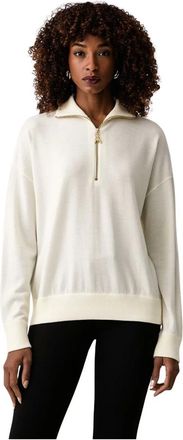 Patrizia Pepe Pull en laine &agrave; col montant zipp&eacute; - Femme - Pulls - Beige - Taille: 42 FR