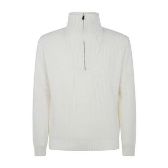 FILIPPO DE LAURENTIIS Halber Rei&szlig;verschluss Langarm Leistungstop - - Knitwear - Herren - Wei&szlig; - 2XL