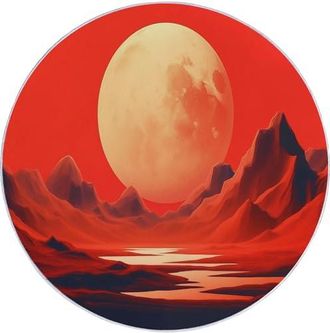 Generic Tapis Rond Salon, Paysage Abstrait Lune Tapis de Sol D&eacute;coration Antid&eacute;rapant 150 cm (Round) Tapis de Sol D&eacute;coration Antid&eacute;rapant Rouge