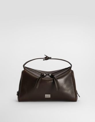 Dolce & Gabbana Vittoria Tempesta Calfskin Bag - Mann Schultertasche Braun Onesize