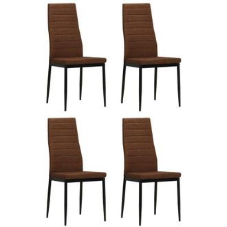 vidaXL Chaises &agrave; manger lot de 4 marron tissu