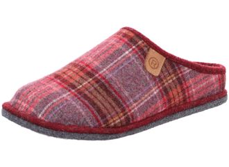 Rohde Damen Pantoffel Hausschuh kariert Filzsohle Wechselfu&szlig;bett Lucca-D 6821, Gr&ouml;&szlig;e:40 EU, Farbe:Rot