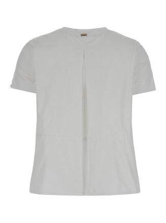 Herno Womens T-Shirt With Drawstring, White Cotton T-Shirts & Jerseys
