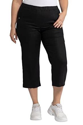 Ulla Popken pantalon court en lin 7/8 pour Femme Schwarz (Schwarz 10), 48