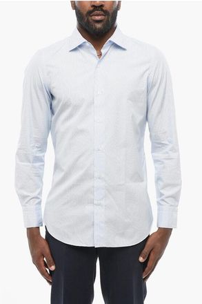 Finamore Hairline Patterned Popeline Shirt with Standard Collar size 40