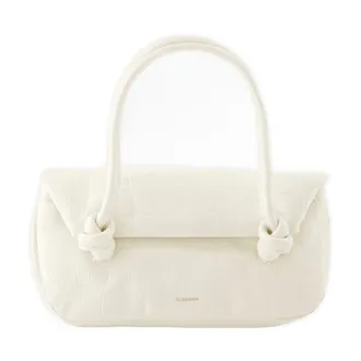 Jil Sander Womens Knot Shoulder Bag Beige Calfskin