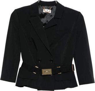 Elisabetta Franchi Femme, Vestes, Noir, Taille: 40 FR Blazer crois&eacute; ceintur&eacute;
