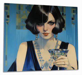 Wallario Herdabdeckplatte/Spritzschutz aus Glas, 2-teilig, 60x52cm mit 13mm hohen Füßen, für Ceran- und Induktionsherde, Epoche der Eleganz