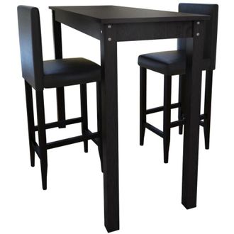 vidaXL Barset Bartisch mit 2 Barhockern Schwarz Vidaxl