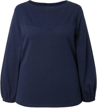 Ulla Popken Sweatshirt Sweater U-Boot-Ausschnitt Ballon-Langarm