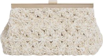 Fabiana Filippi Femme, Sacs, Beige, Taille: ONE Size Pochette Fleur en Raffia &Eacute;l&eacute;gante Sac Bandouli&egrave;re