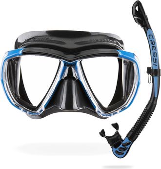 Cressi Big Eyes+Alpha Ultra Dry Combo Black/Azure - Combo Set Maske + Schnorchel UD zum Tauchen und Schnorcheln, Schwarz/Hellblau, Einheitsgröße, Erwachsene