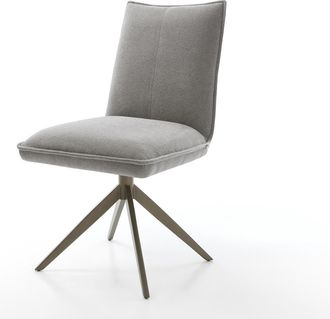 DELIFE Drehstuhl Lelio-Flex Strukturstoff Soft Grau Kreuzgestell breit Effektfinish Titan 360&deg; drehbar Wippfunktion Taschenfederkern, Esszimmerst&uuml;hle