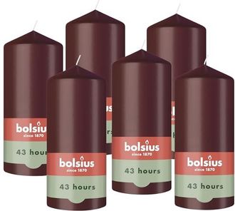 Bolsius Bolsius - Essentials - glatte Stumpenkerze - Bordeaux - 13 cm - 6 Stück - Dekorative Kerzen - Enthält natürliches Pflanzenwachs - Ohne Palmöl