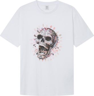 Springfield Herren CamisetaGráficocalaveramexicanaclara Unterhemd, Standardweiß I, L
