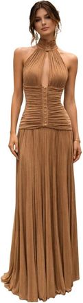 Elisabetta Franchi Femme, Robes, Brun, Taille: 42 FR Robe en jersey lamin&eacute;