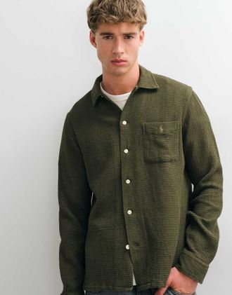 Polo Ralph Lauren chemise tiss&eacute;e Sport vert fonc&eacute;