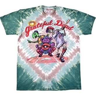 Liquid Blue Grateful Dead Spring Training Baseball T-Shirt, Tie-Dye, L Homme