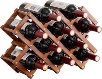 Generic Faltbares Weinregal, Weinregal Holz, Stabile Struktur, Flexibler Einsatz, Kein Zusammenbau Erforderlich, Geeignet für Arbeitsplatten und Schränke(Waln