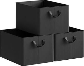 Woltu Aufbewahrungsbox 1 Stück, aus Polyesterstoff, für Schlafzimmer, Arbeitszimmer, Wohnzimmer, Organizer Box mit Griffen, für Kleidung Spielzeug, faltbar,